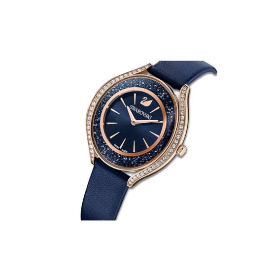 施华洛世奇（SWAROVSKI） CRYSTALLINE AURA 女士石英手表 蓝色玫瑰金色调 PVD-好享购物官方商城